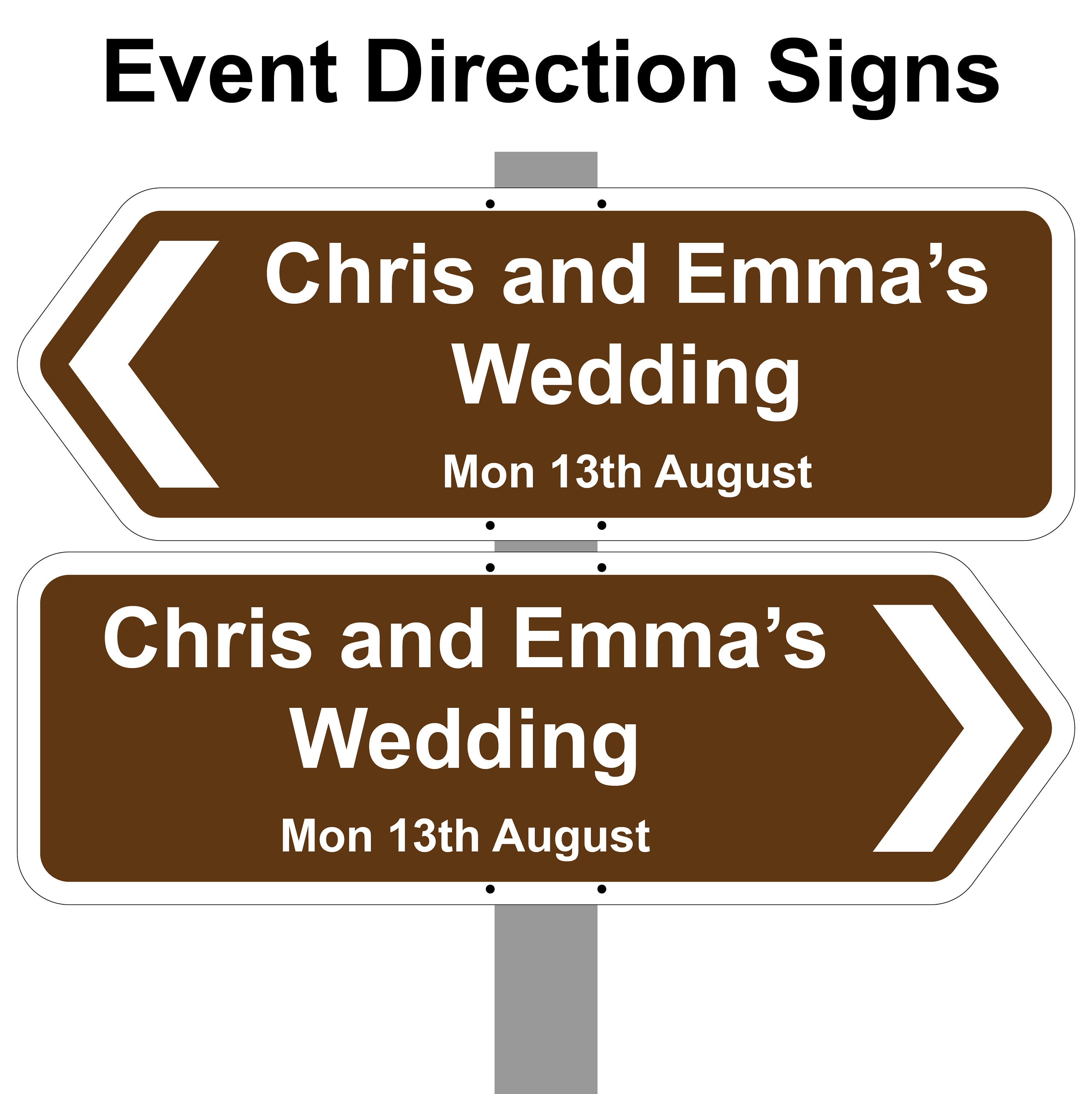 Personalised Wedding Day / Reception / Party Printed Direction Signs ...