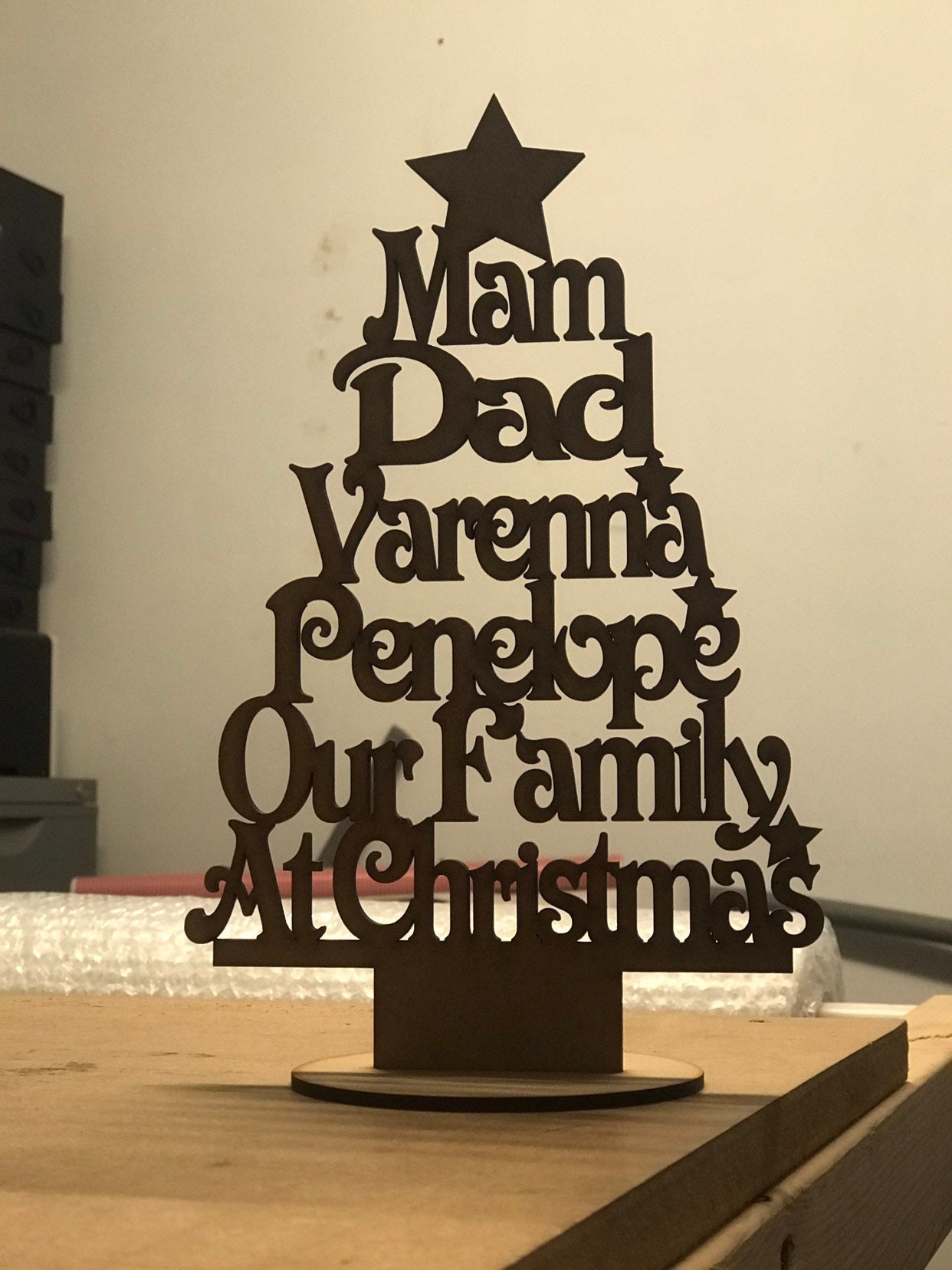 Personalised Wooden Family Name Christmas Tree. Family Tree | Etsy UK