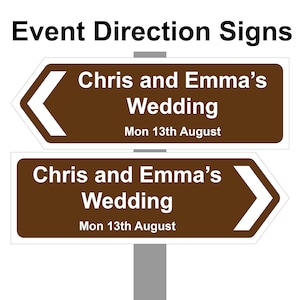 Large Personalised Wedding Direction Sign, Road Sign Names, Event ...