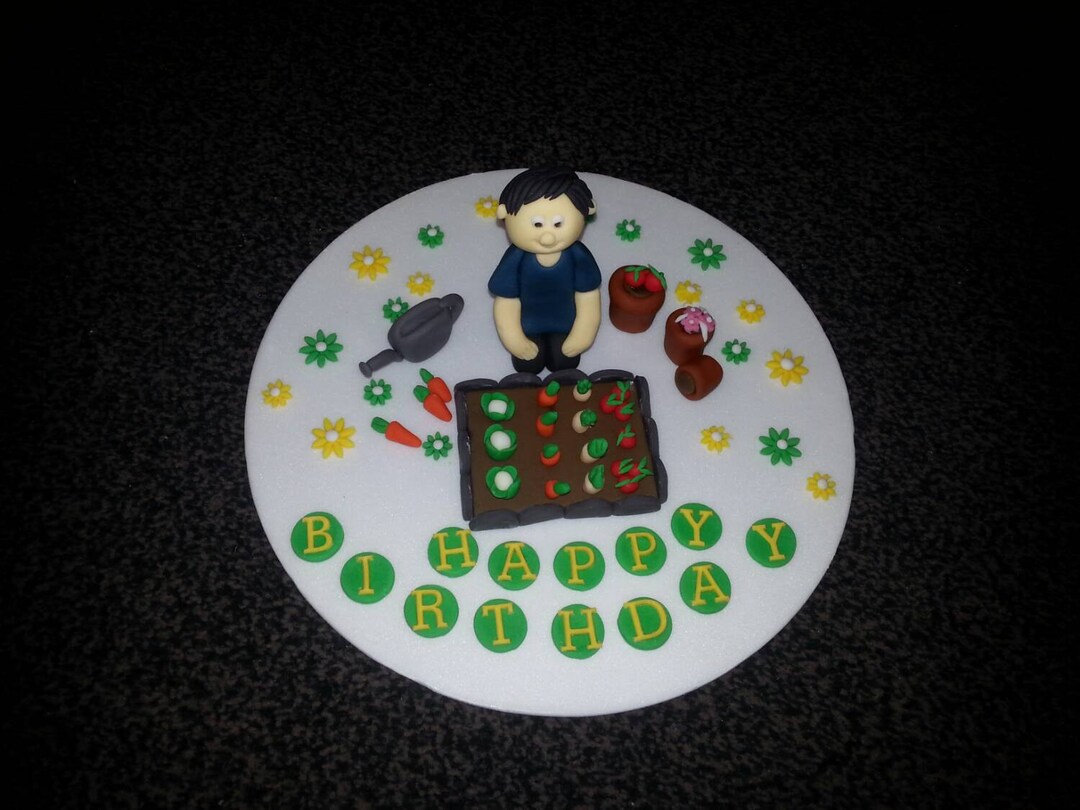Edible Handmade Man Gardener Gardening Birthday Cake Topper - Etsy
