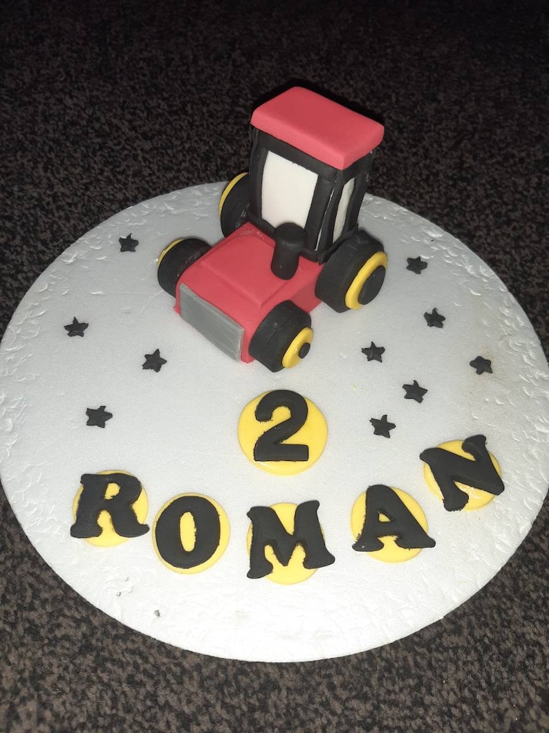 Edible Handmade Tractor Birthday Cake Topper PERSONALISED - Etsy