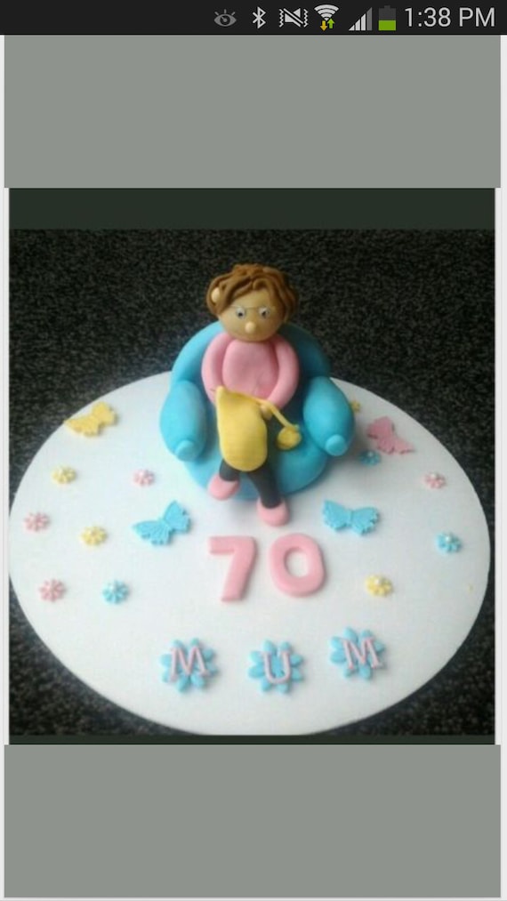 Edible Old Lady Knitting Birthday Retirement Cake Topper | Etsy