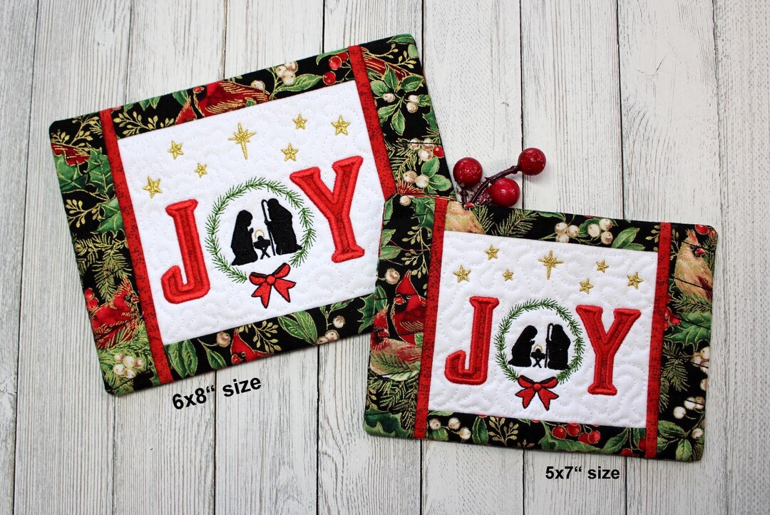 Christmas Joy Nativity Mug Rug for 5x7 Embroidery Hoops - Etsy