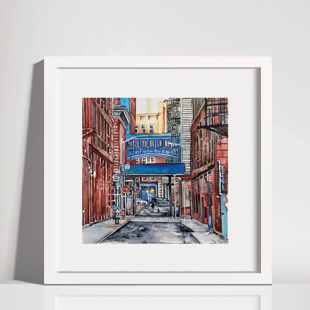 New York Streets Colorful City Art New York Night Watercolor Print ...