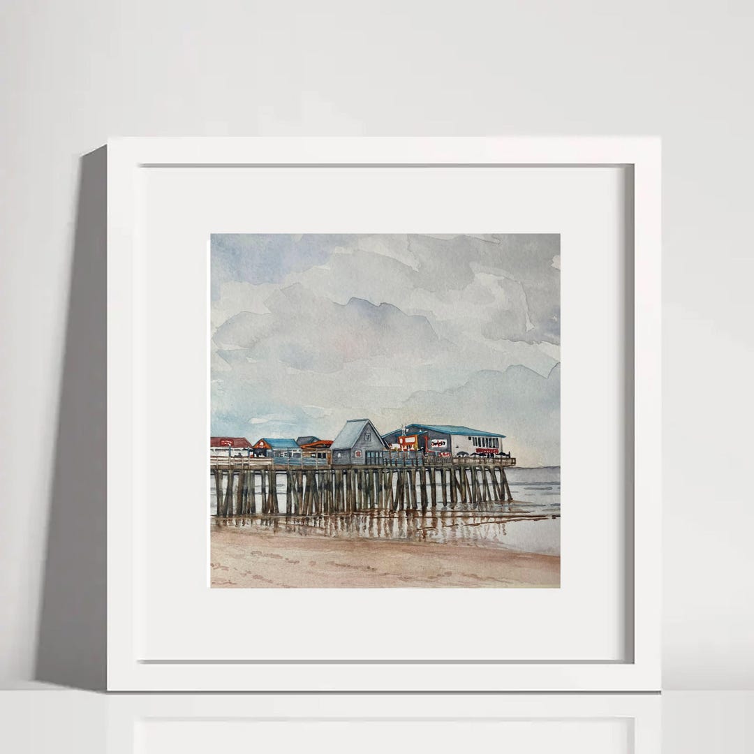 Watercolor Print Old Orchard Beach Maine OOB Southern Maine Coastal ...