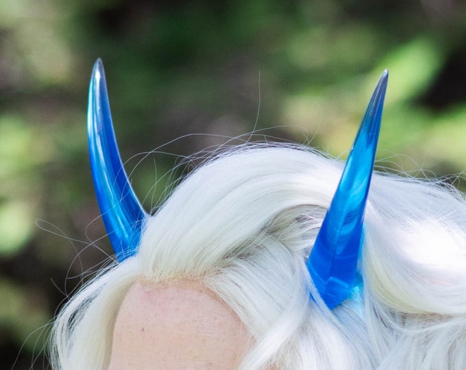 Transparent Blue Resin Cast Oni Horns - Demon / Devil / Dragon ...