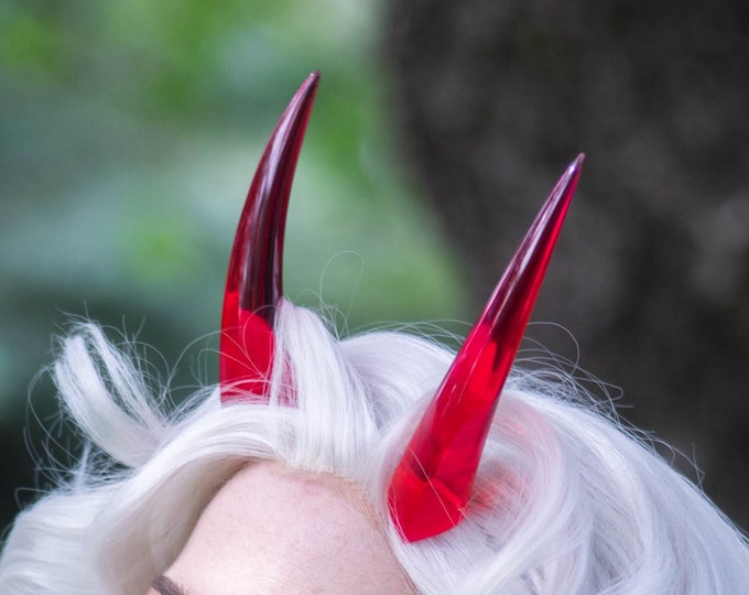 Transparent Red Resin Cast Oni Horns - Demon / Devil / Dragon / Monster ...