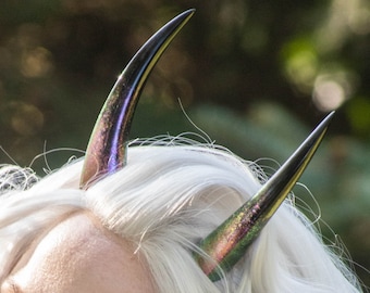 Red Tipped Black Resin Cast Oni Horns - Demon / Devil / Dragon ...