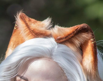 Realistic White Cat Ears Faux Fur Animal Ears, Cat Ears, Kitten Ears ...