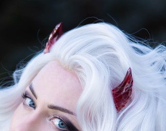 Red Tipped Black Resin Cast Chibi Horns Oni / Demon / Devil / Dragon ...