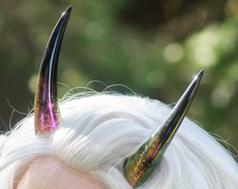 Red Tipped Black Resin Cast Oni Horns - Demon / Devil / Dragon ...