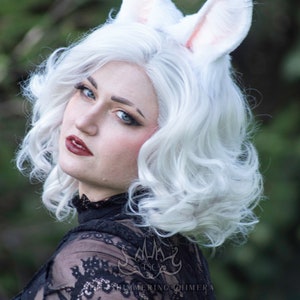 Realistic White Bunny Ears Faux Fur Rabbit, Faun, Deer, Satyr, Cow ...