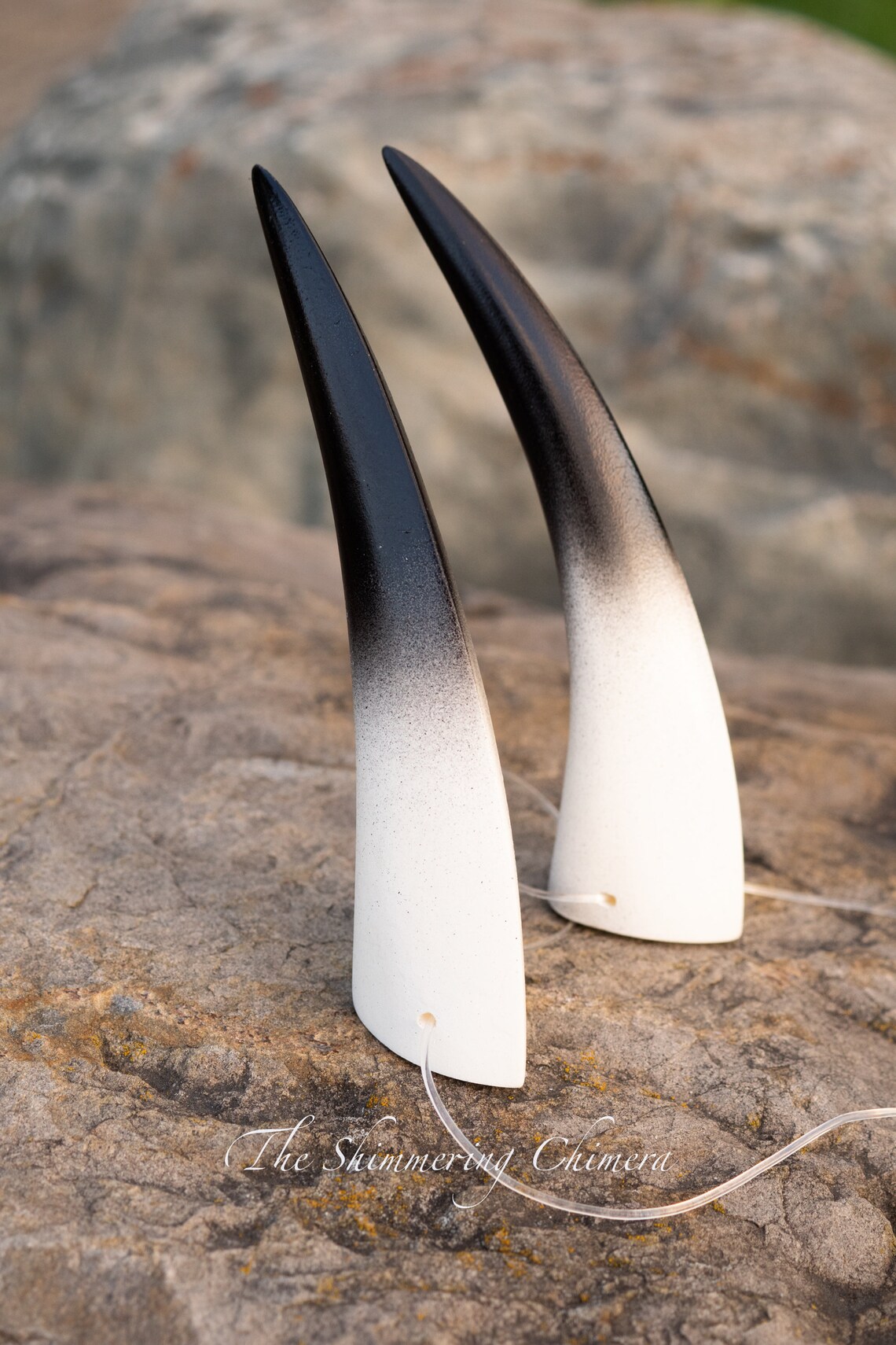 Kijin / Ogre / Oni Cosplay Horns White with Black Tips Demon | Etsy