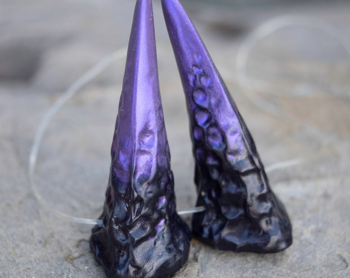 Metallic Purple Tipped Black Resin Cast Dragon Horns Monster Horns ...