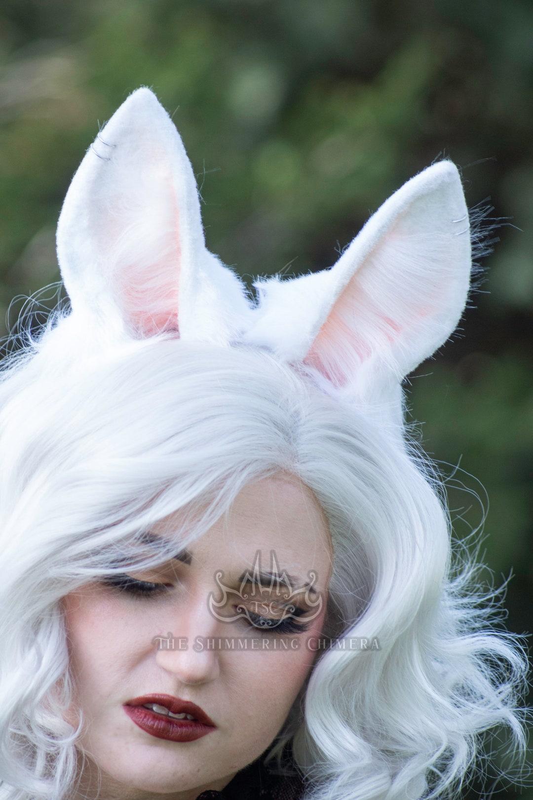 Realistic White Bunny Ears Faux Fur Rabbit, Faun, Deer, Satyr, Cow ...