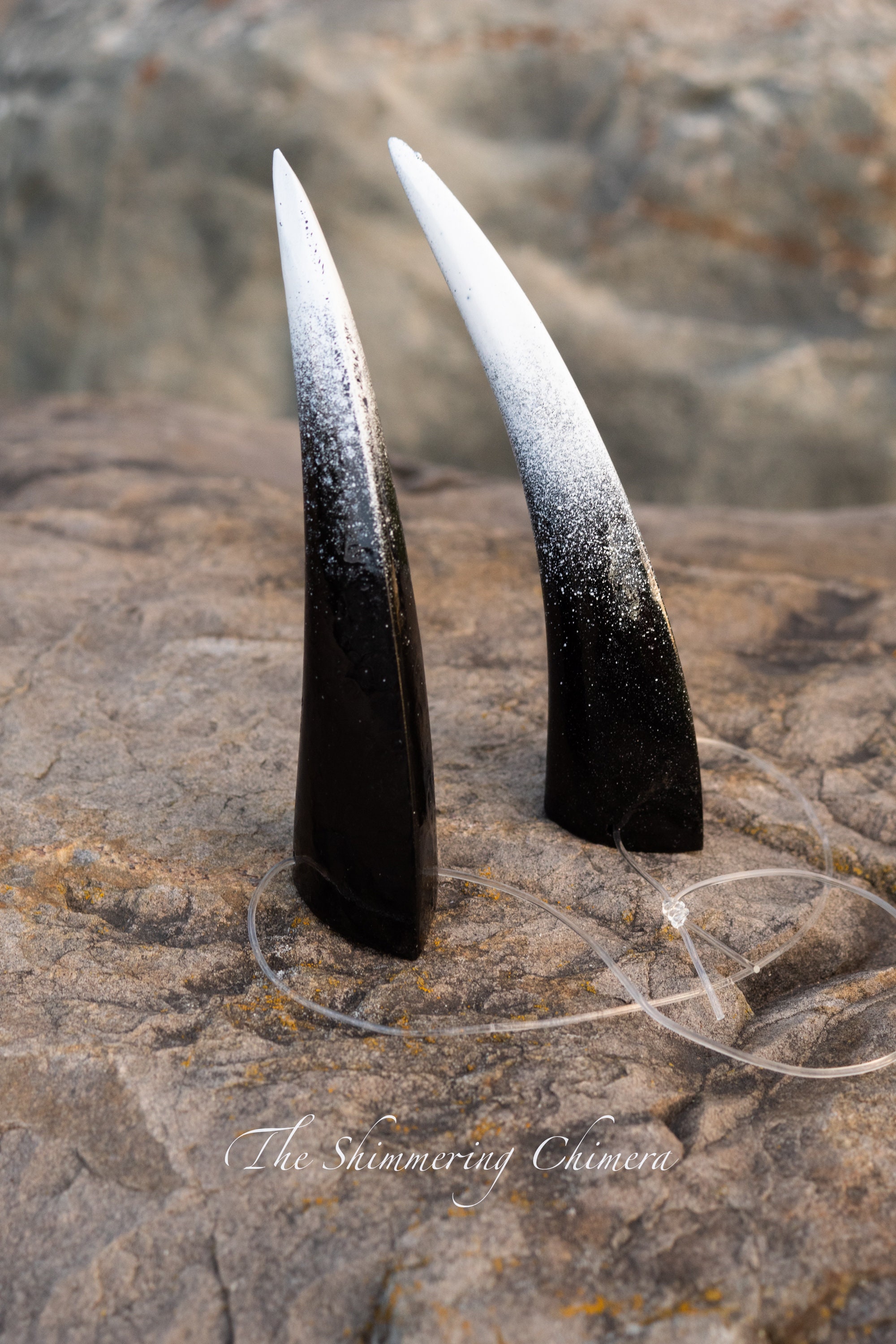 White Tipped Black Resin Cast Oni Horns Demon / Devil / | Etsy