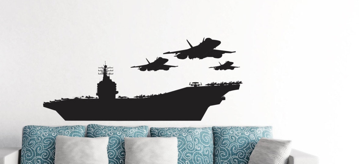 US Navy Wall Decal Aircraft Carrier Decal American Fighter | Etsy
