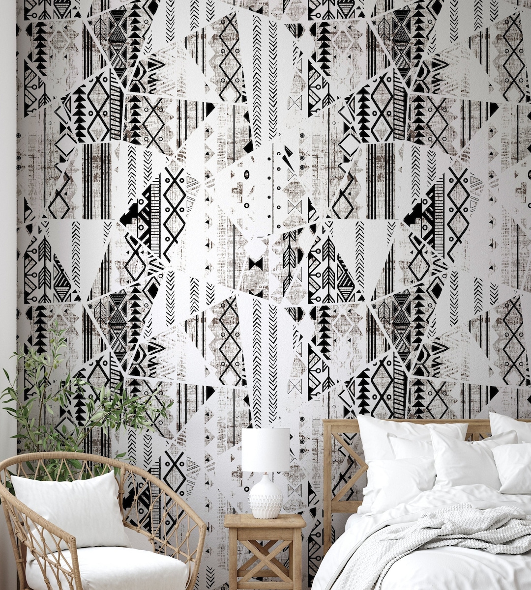 Boho Wallpaper Peel and Stick Fabric, Bohemian Style Wallpaper, Boho ...