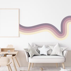Wavy Retro Stripe Rainbow Wall Decal, Nursery Room Wall Decor, Retro ...