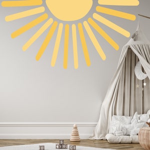 Large Half Sun Wall Decal, Nursery Room Wall Decor, Kids Room Wall Art ...