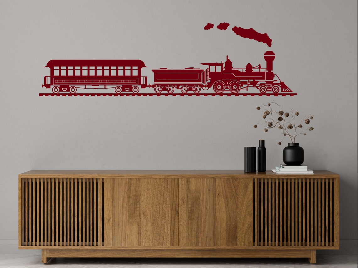 Train Wall Decal, Locomotive Railroad Decal, Wall Decal Train Engine ...