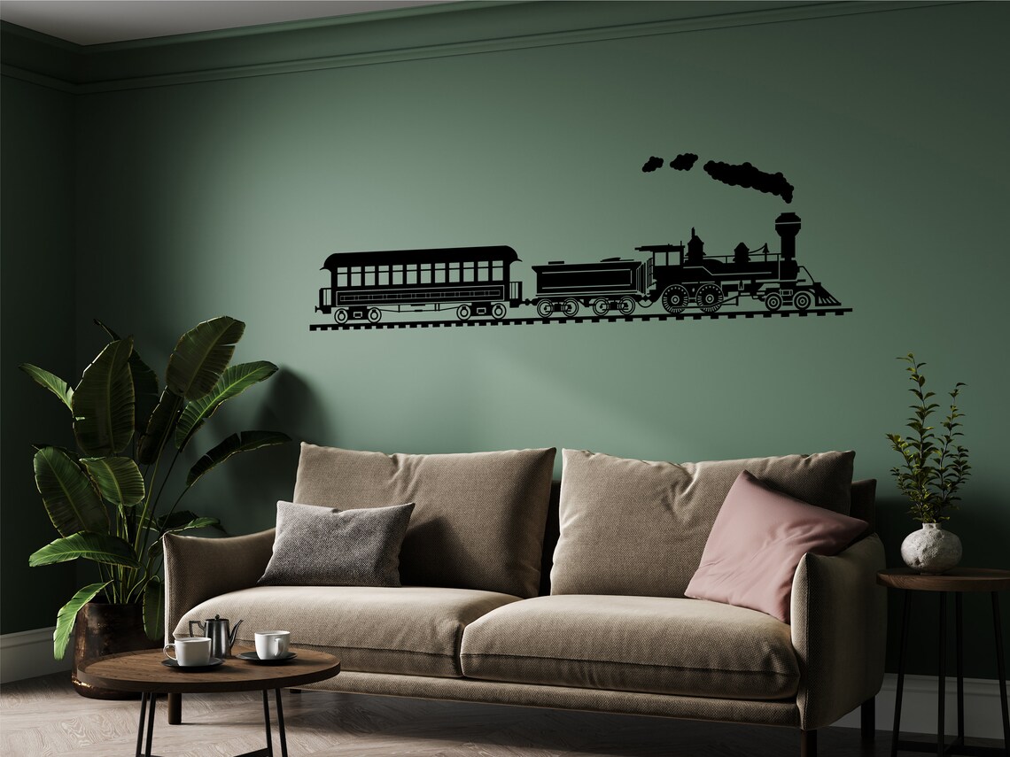 Train Wall Decal, Locomotive Railroad Decal, Wall Decal Train Engine ...