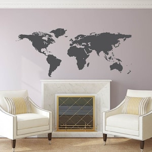 World Map Wall Decal, Global World Wall Decal, Atlas World Wall Decal ...