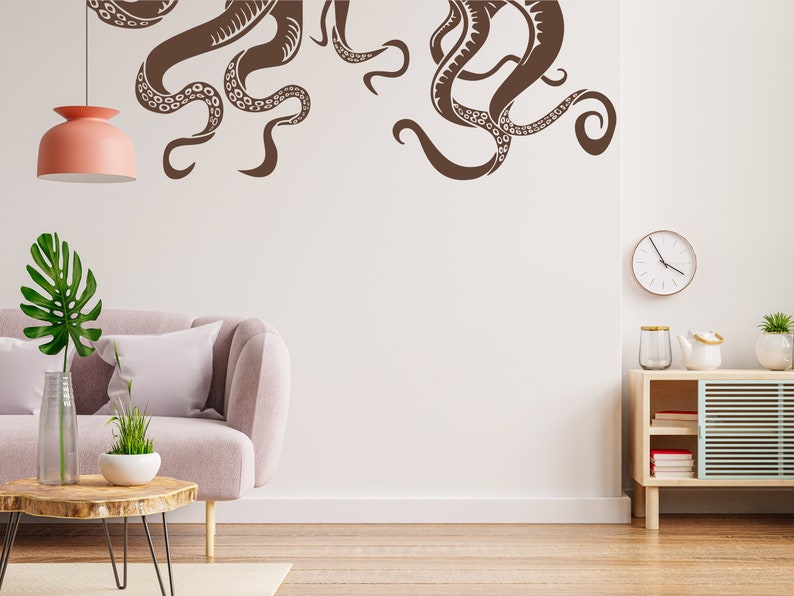 Octopus Removable Wall Decal, Kraken Wall Mural Ocean Monster Climbing ...