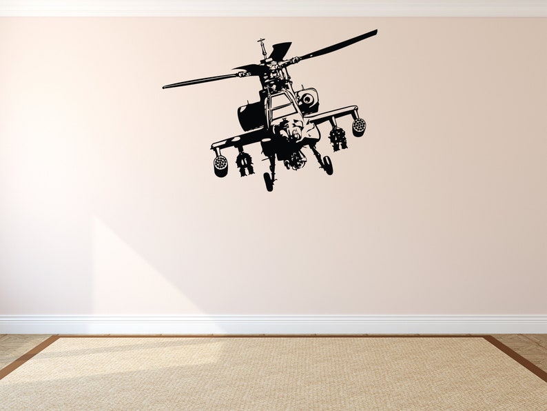 Apache Helicopter Wall Decal Fighter Helicopter Wall Decal - Etsy
