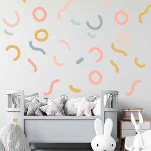 Shapes Wall Decal, Abstract Wall Decals, Bright Pattern Peel and Stick ...