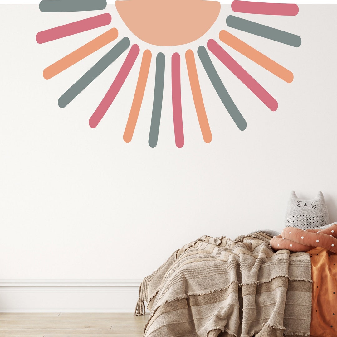 Big Half Rising Sun Wall Decal, Nursery Room Decor, Kids Room Wall Art ...