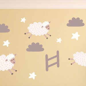 Lamb Over the Moon Wall Decal, Sheep Jumping Over Moon, Clouds Decal ...