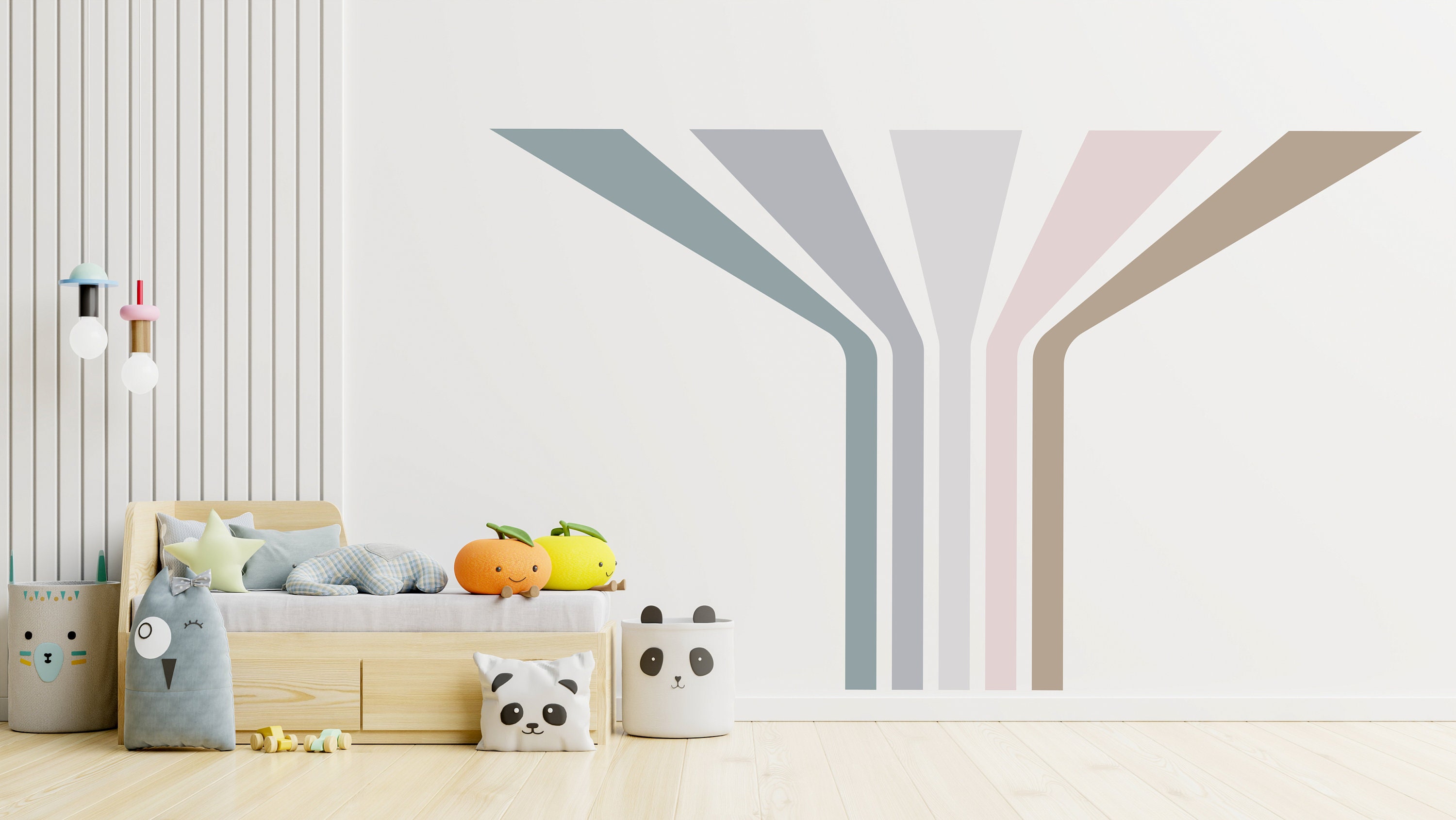 Rainbow Retro Stripe Rainbow Wall Decal, Nursery Room Wall Decor, Retro ...