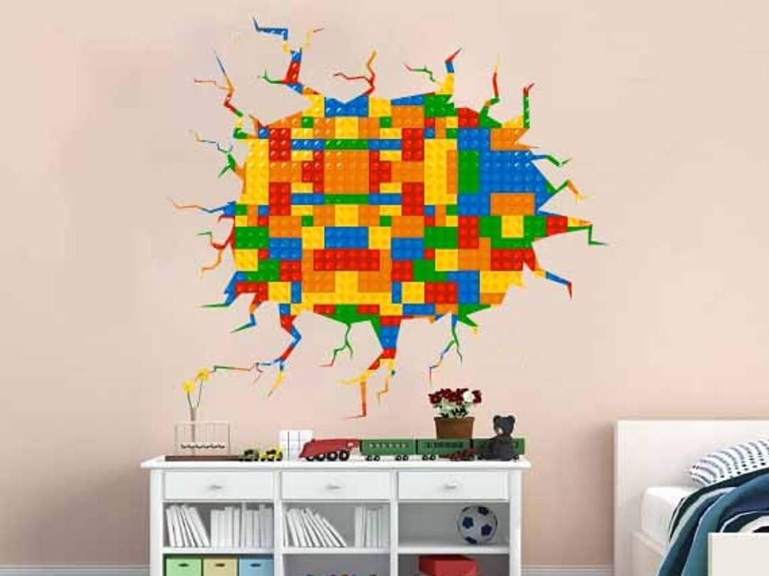 Building Blocks Wall Decal Fabric Mural Crack in the Wall - Etsy