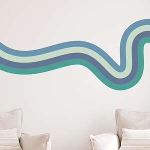 Wavy Retro Stripe Rainbow Wall Decal, Nursery Room Wall Decor, Retro ...