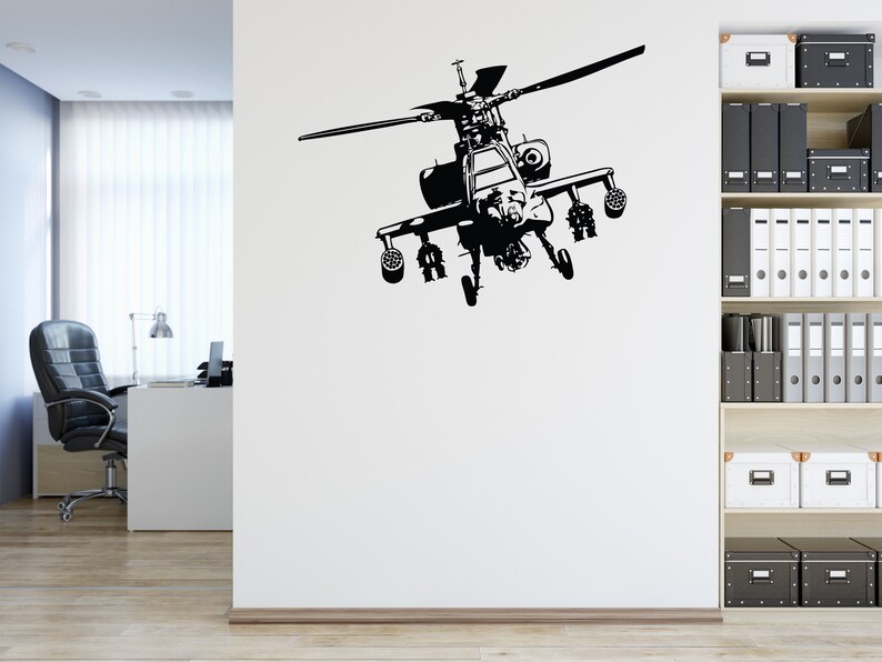 Apache Helicopter Wall Decal Fighter Helicopter Wall Decal - Etsy