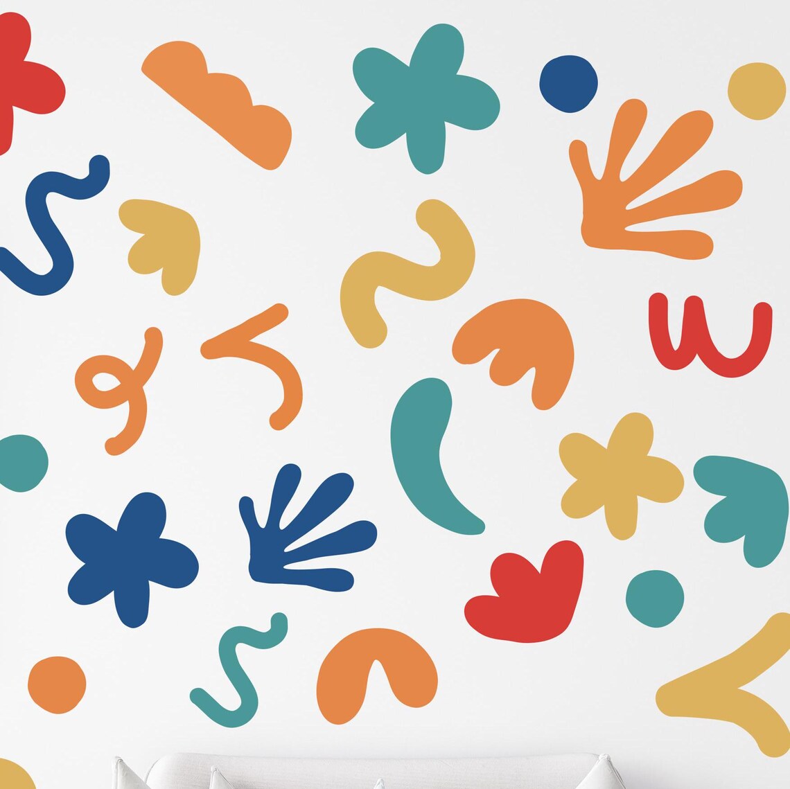 Abstract Shapes Wall Decals, Bright Pattern Colorful Stickers, Abstract ...