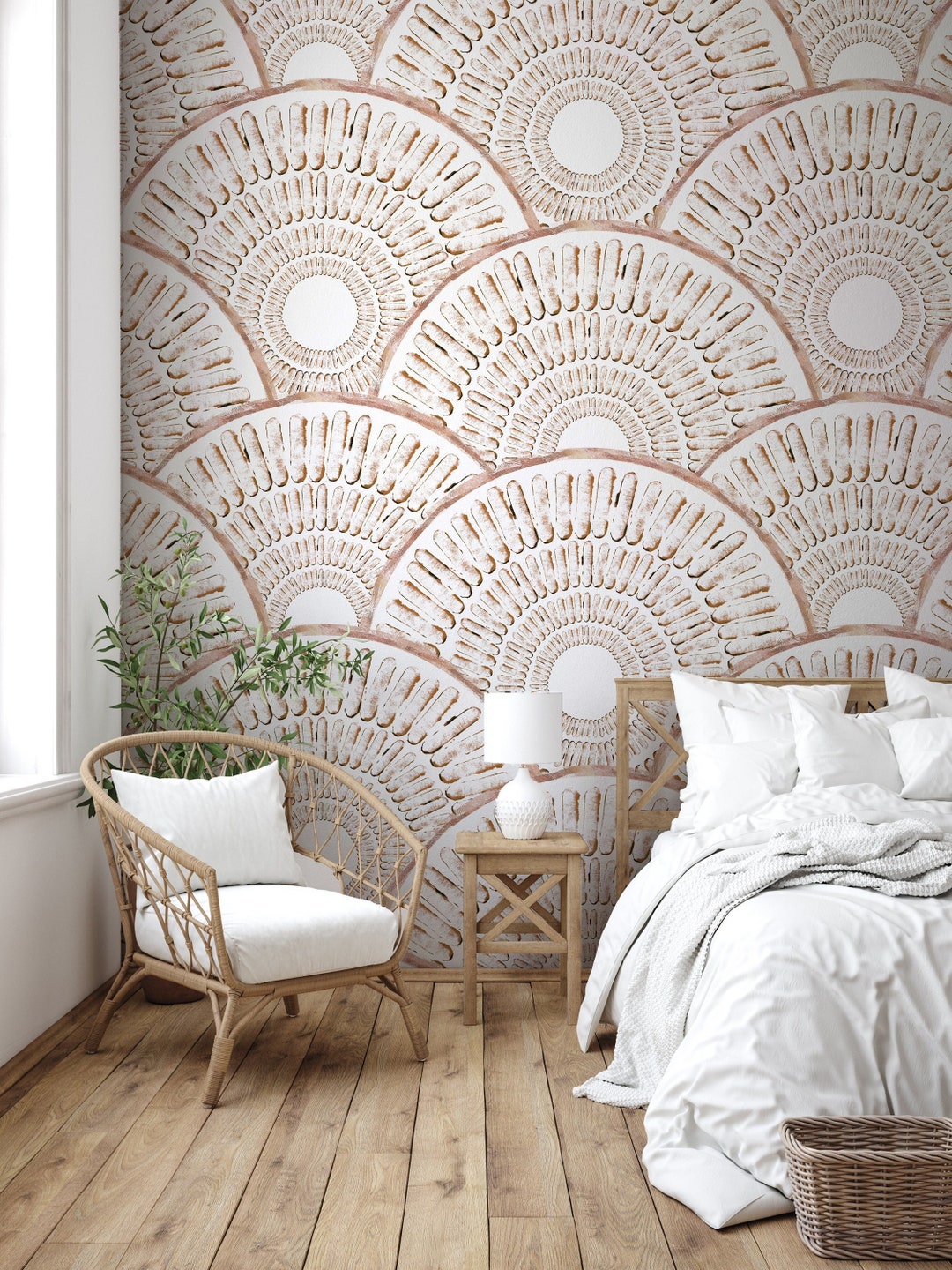 Boho Wallpaper Peel and Stick Fabric, Bohemian Wallpaper, Modern ...