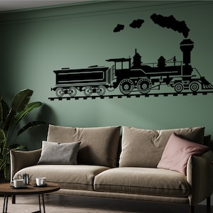 Train Wall Decal, Locomotive Railroad Decal, Wall Decal Train Smoky ...