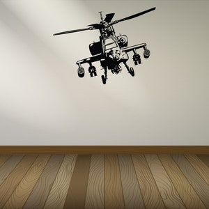 Apache Helicopter Wall Decal, Fighter Helicopter Wall Decal, Military ...