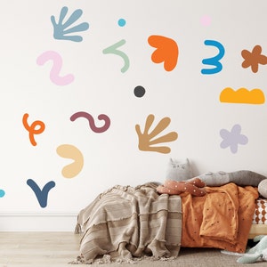 Abstract Wall Decals, Bright Pattern Colorful Stickers, Floral ...