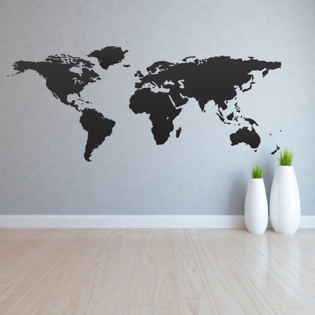 World Map Wall Decal, Global World Wall Decal, Atlas World Wall Decal ...