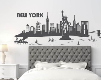 Skyline Wall Decal Skyscraper Wall Decal Sticker City Wall - Etsy
