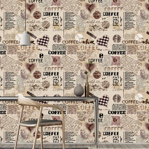Kitchen Coffee Wallpaper Peel and Stick Fabric, Self Adhesive Wallpaper ...
