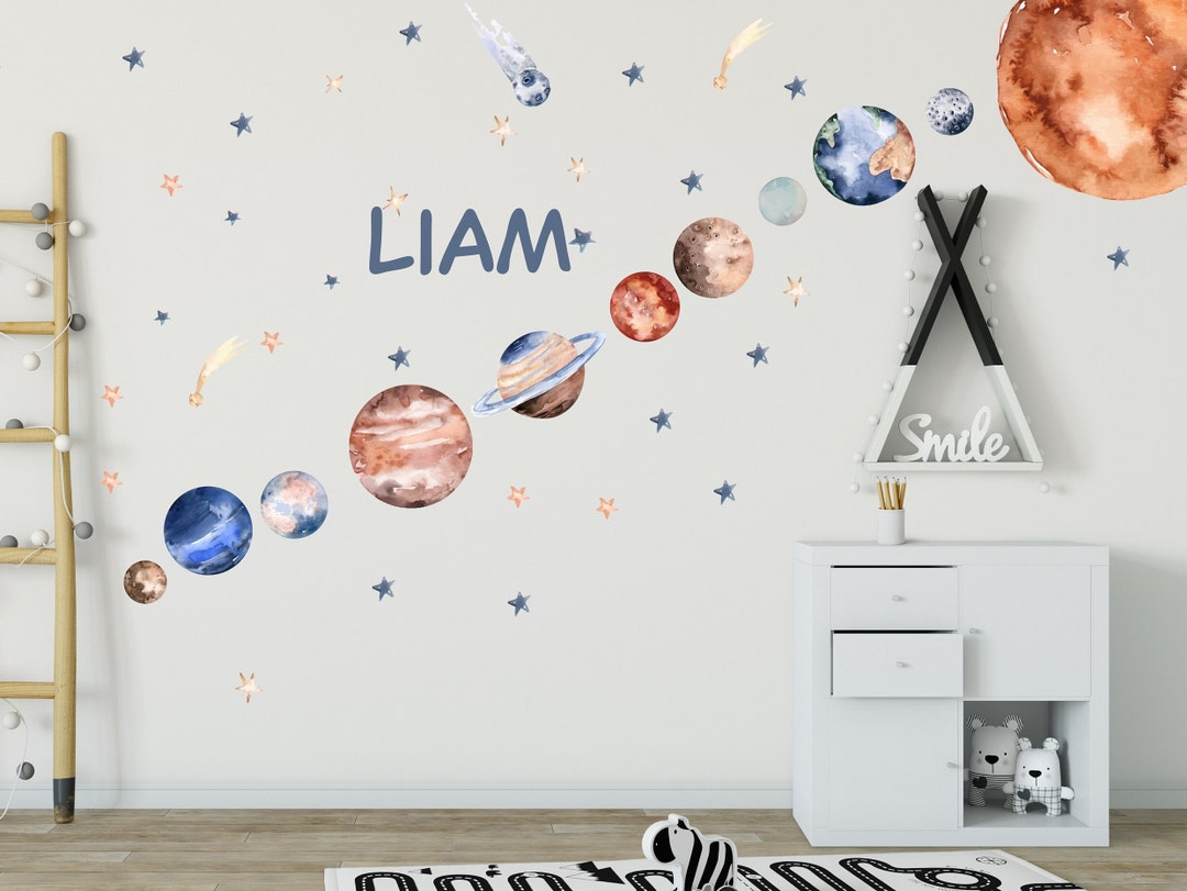 Personalized Solar System Wall Decal Set, Sun and Planets Wall Stickers ...