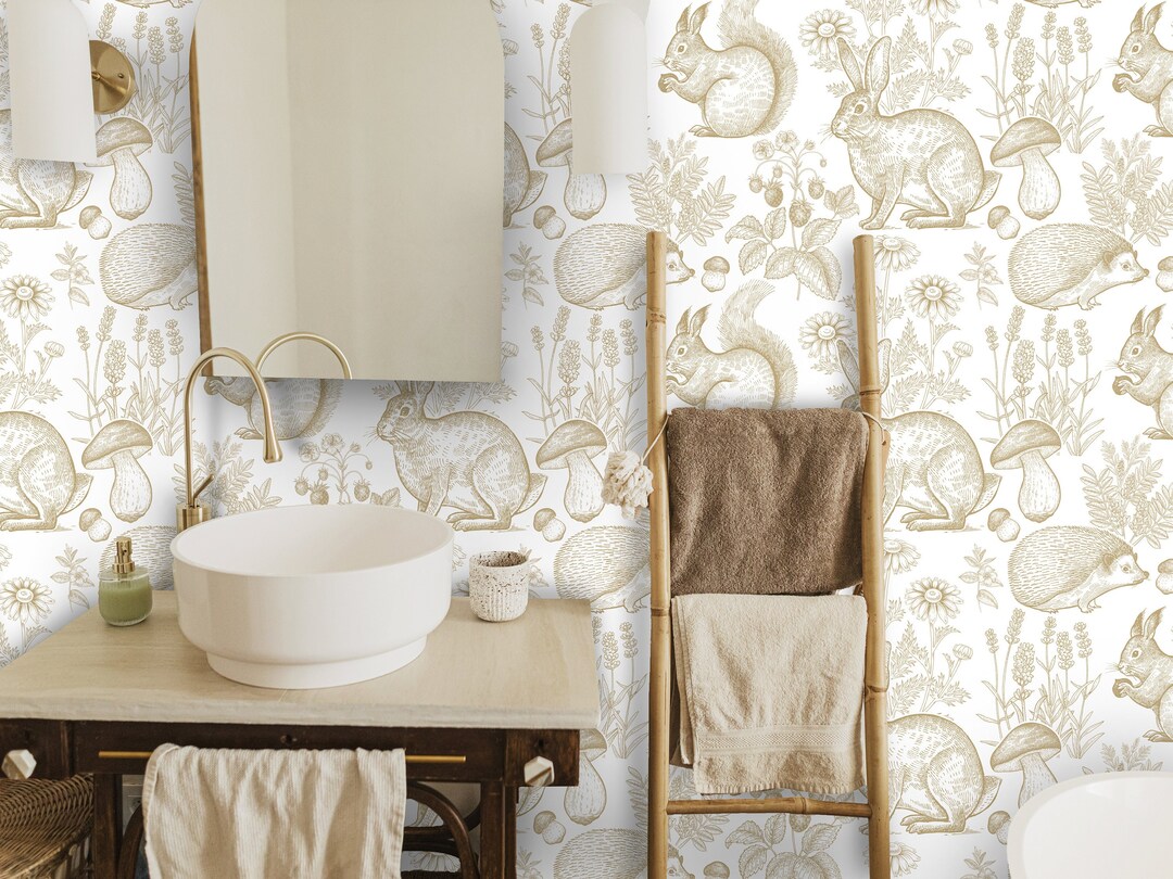 Boho Forest Animals Wallpaper Peel and Stick, Minimalist Nursery ...