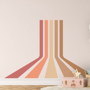 Rainbow Retro Stripe Rainbow Wall Decal, Nursery Room Wall Decor, Retro ...