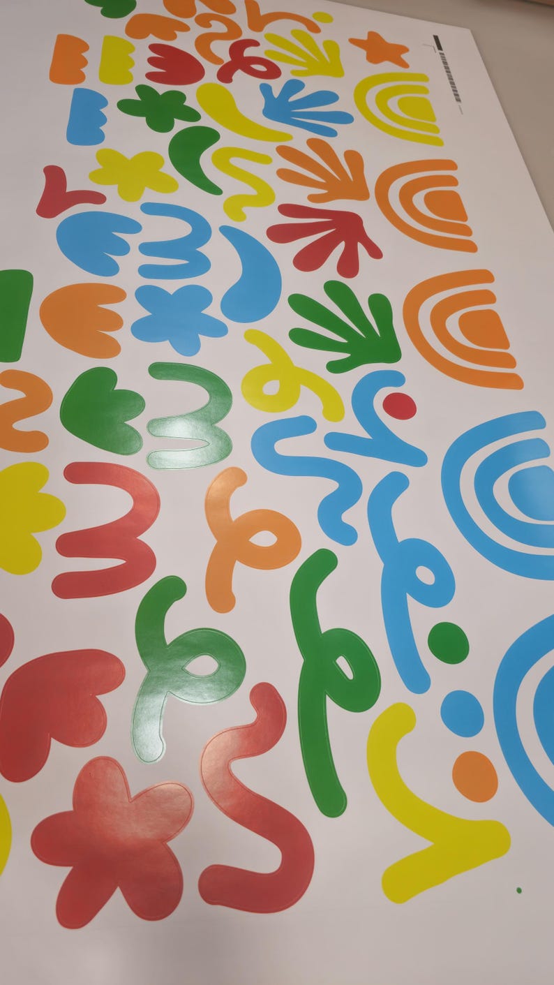 Abstract Shapes Wall Decals, Bright Pattern Colorful Stickers, Abstract ...