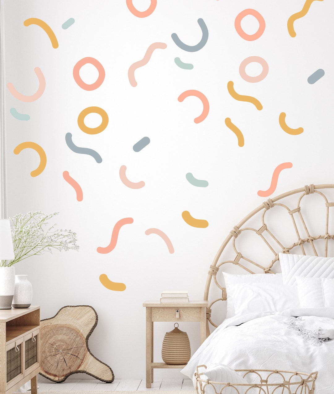 Shapes Wall Decal, Abstract Wall Decals, Bright Pattern Peel and Stick ...