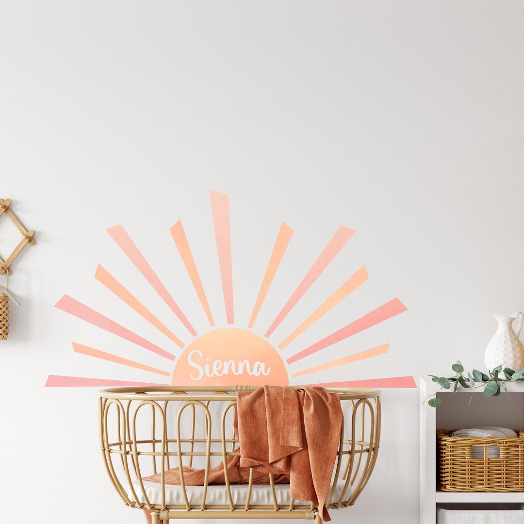 Personalized Sun Wall Decal, Rising Sun Wall Sticker, Nursery ...